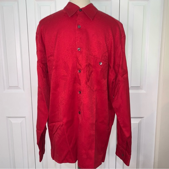 Bertone | Shirts | Bertone Mens Red Patterned Button Up See ...